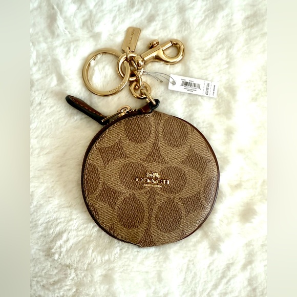 Coach | Accessories | Coach Tanbrown Signature C Key Chainbag Charm ...